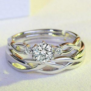 Jewelry | 2pcs Sterling Silver Love Intertwined Matching Couple Rings ...
